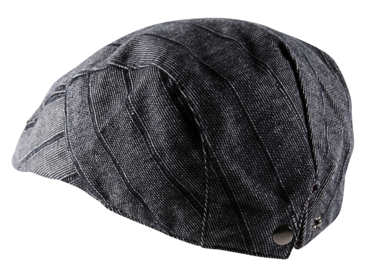 Striped Flat Cap in Denim Blue | Taylor Hats